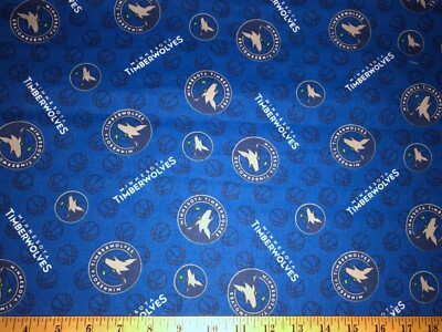 NEW NBA MINNESOTA TIMBERWOLVES COTTON Fabric 1/4 yard= 9inX44 in DIY ...