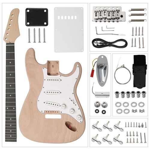Unfinished DIY Strat S Style Electric Guitar Kit (Natural) No Soldering ...