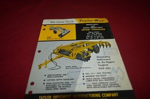 Taylor Way Offset Disc Harrows Dealer Brochure WSVA | eBay