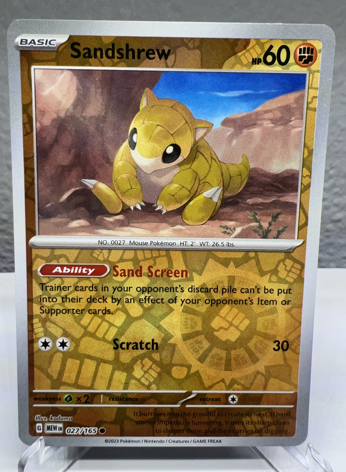 Reverse Holo Sandshrew 027/165 Common Scarlet and Violet 151 Pokemon ...