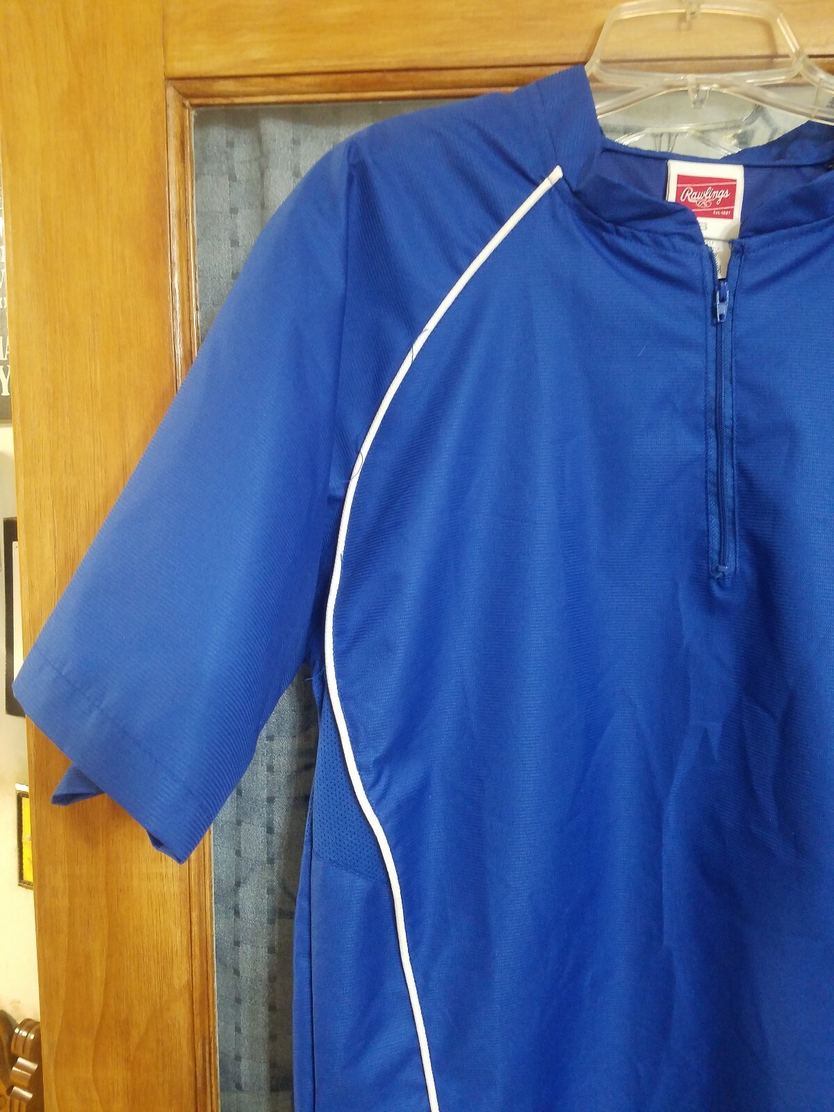 Rawlings Mens Small Short Sleeve 1/4 Zip Baseball Pullover Wind Shirt ...