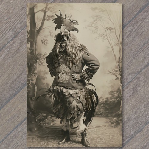 8.5x11" Rooster Chicken Mask Costume Man Strange Unusual Weird Creepy ...