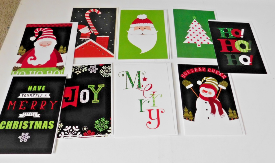 Christmas Card Lot of 49 non-religious Santa Reindeer Joy Merry ...