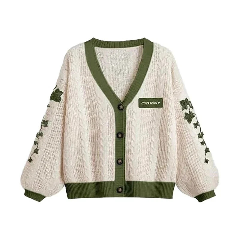 Evermore Cardigan Taylor Version Green Vine Embroidered Button Down ...