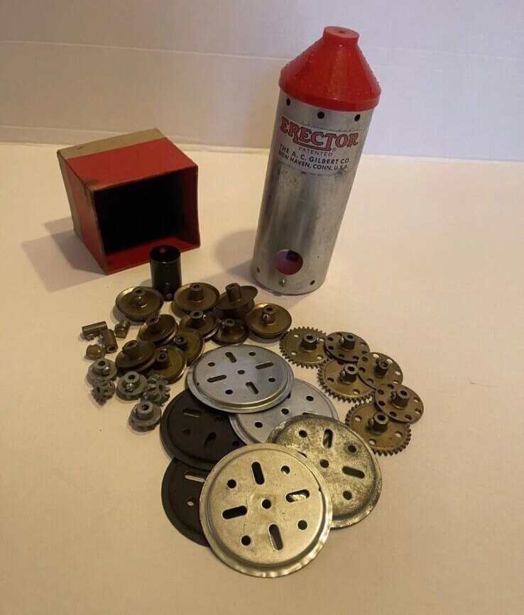 Vintage A.C.Gilbert Erector Set, 6 1/2, 1948 Many Parts and Pieces (see ...