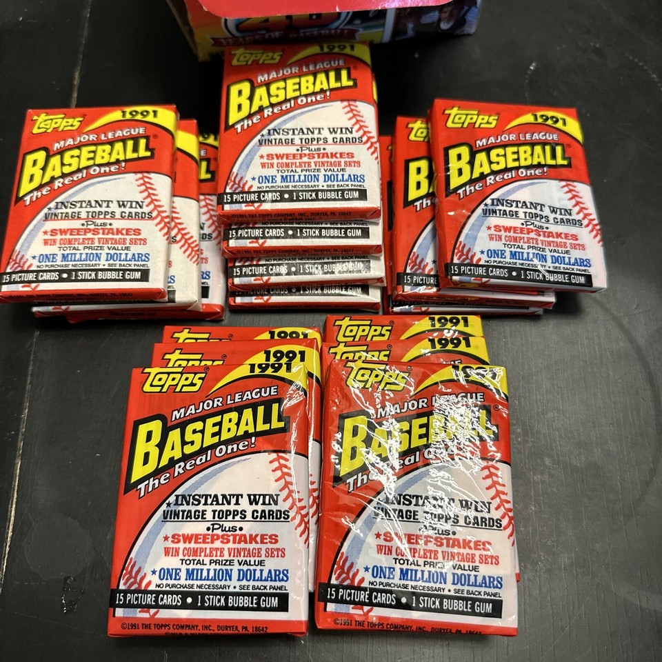 1991 Topps Baseball: Four (16) Sealed Unopened Packs MLB 40 Year ...