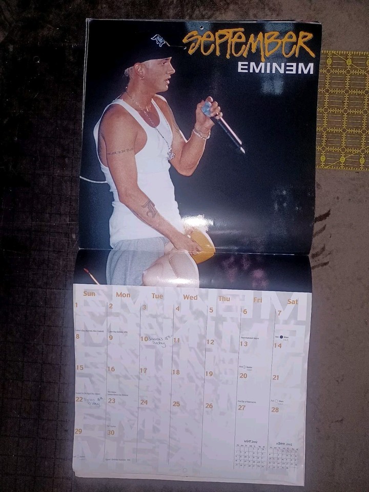 Very Rare Eminem 2002 Calendar Rapper Slim Shady Marshall Mathers Icp ...