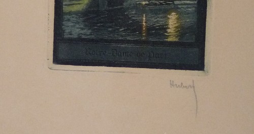 2 Alfred Hubert Hand Colored Etchings Notre-Dame Cathedral France ...