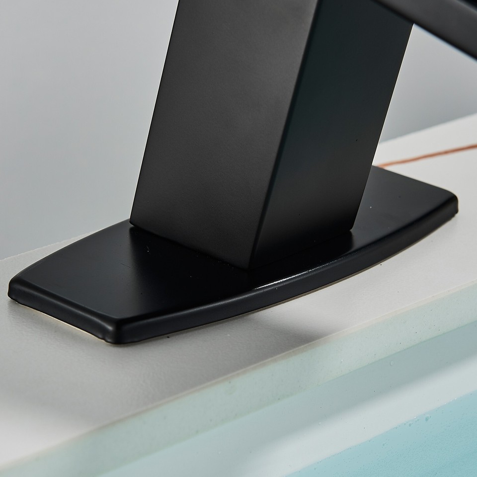 Black Bathroom Sink Basin Faucet 1Hole LED Waterfall Lavatory Vanity ...