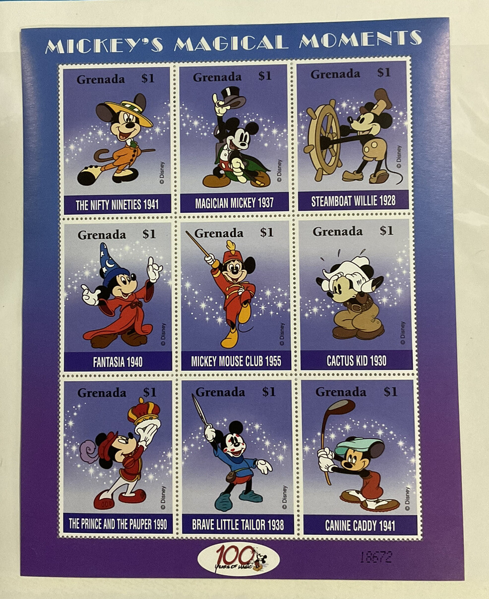 *Grenada* Disney Stamps “Mickeys Magical Moments” 9 Stamp Sheet | eBay