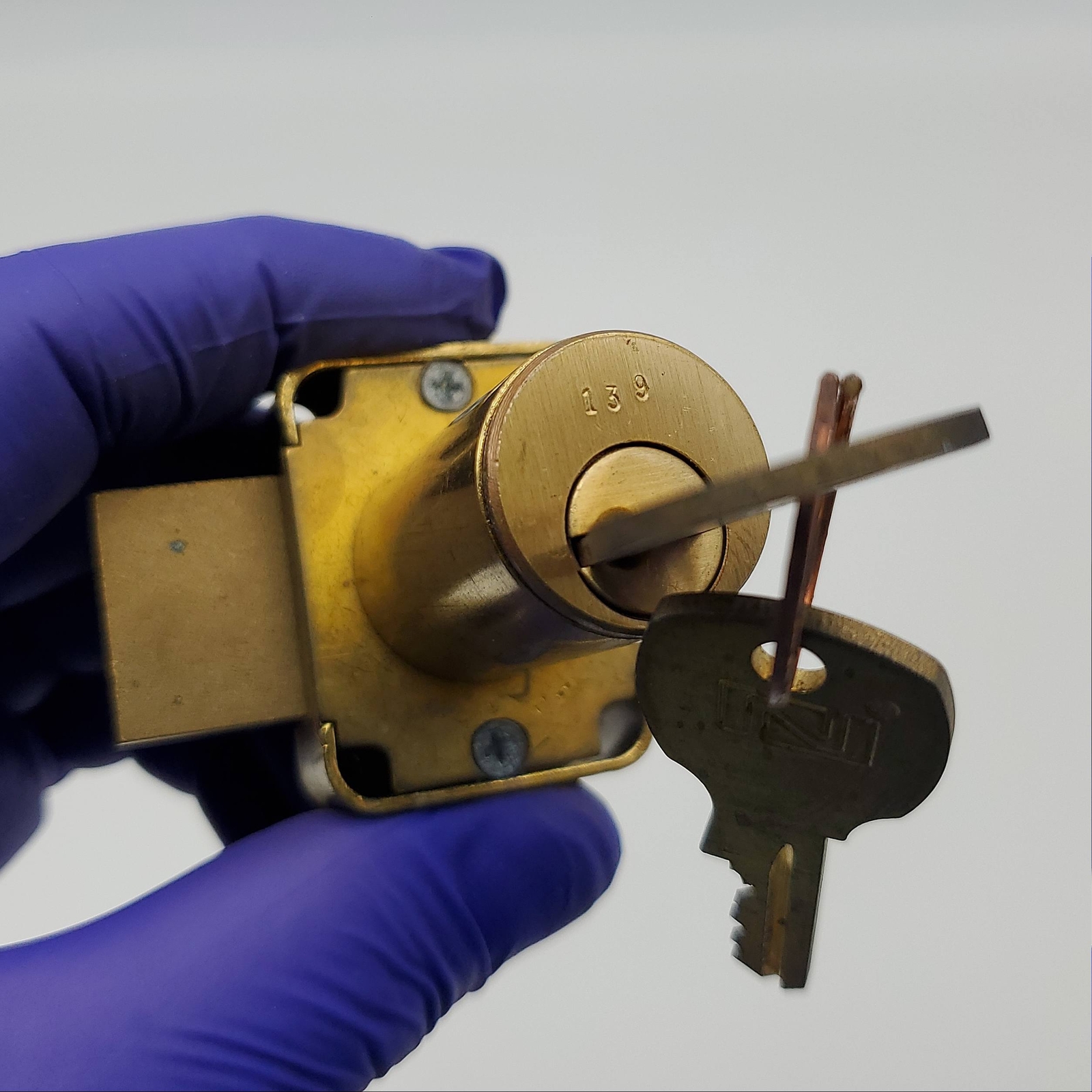 2x National Door Lock Cabinet Deadbolts 1.5" Cylinder 4 Pin Satin Brass ...