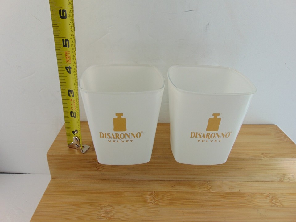 Set of 2 - Disaronno Velvet Matte White & Gold 8 oz Square Cocktail ...