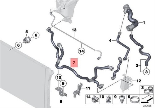 Genuine BMW F01 F01N F02 F02N F10 F11 Radiator Coolant Hose OEM ...