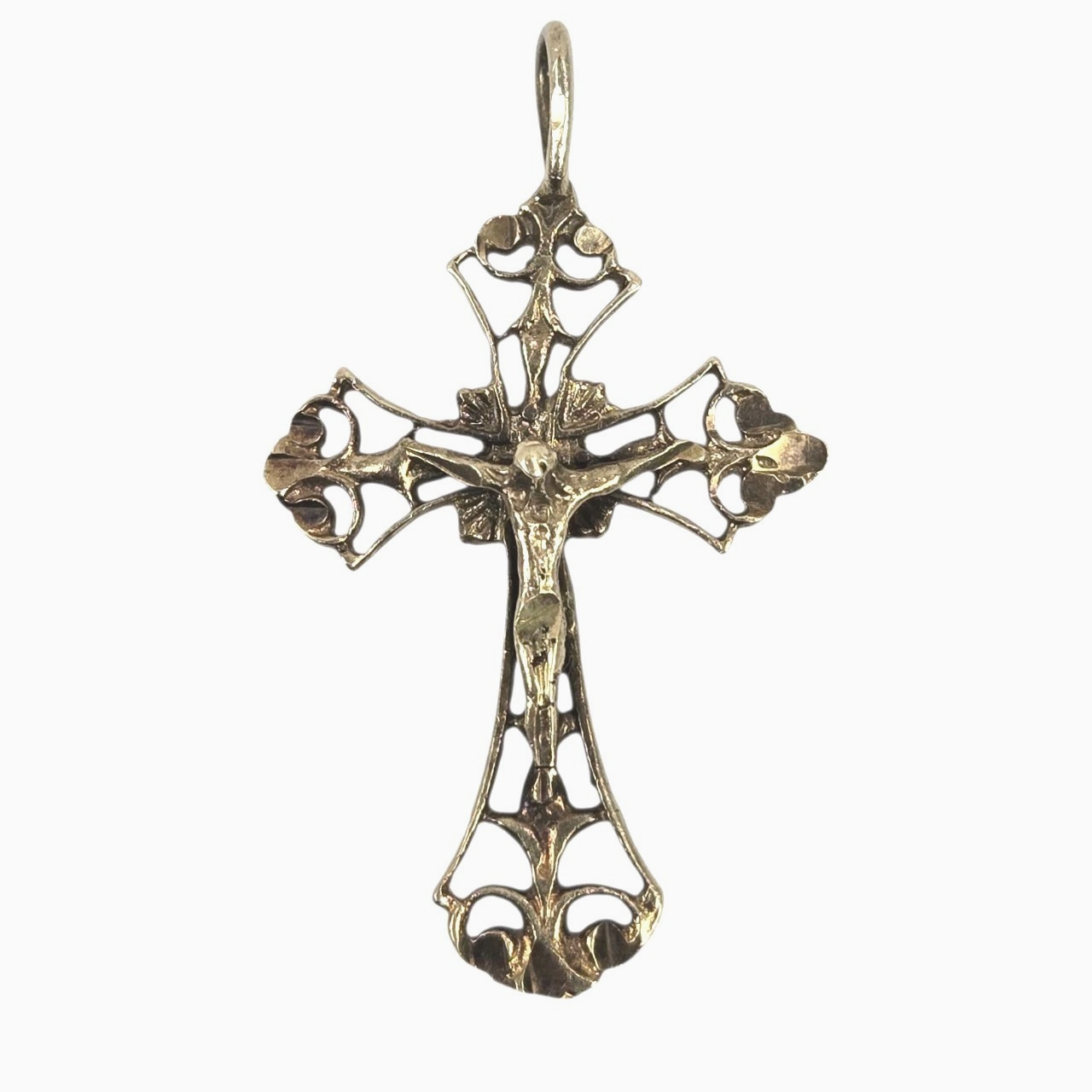 Ornate 10K Solid 417 Yellow Gold Crucifix Cross Intricate Design 1.5" x ...