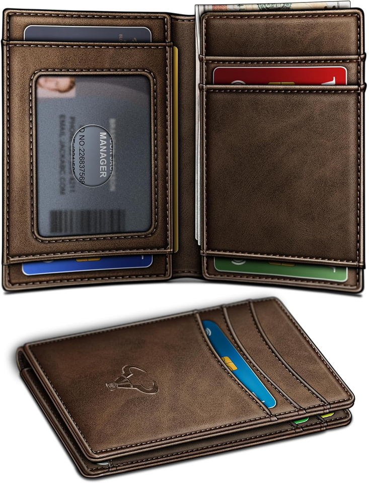 Slim Wallet for Men 12Cards,Easy Leather Wallet Card Holder Money Clip ...