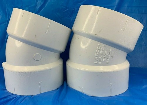 LASCO PVC 45° ELBOW, 4" PIPE SIZE, NSF DWV, 5" HUB OD, 6-3/8" HEIGHT ...