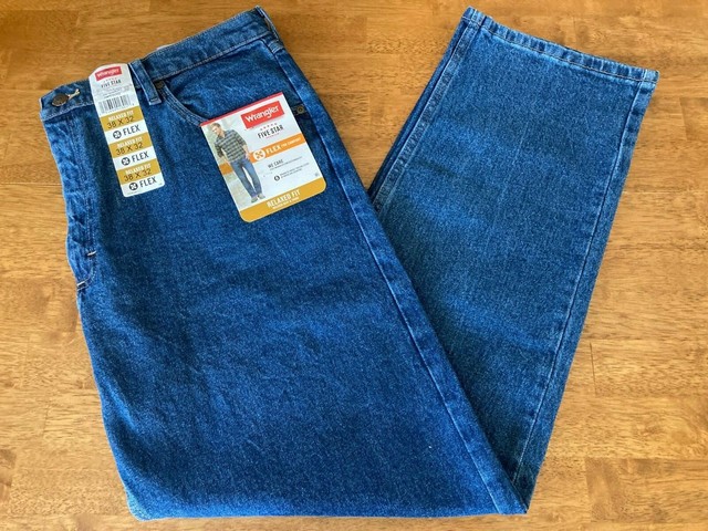 Wrangler Five Star Denim Jeans Men's 38x32 Relaxed Fit Irregular ...