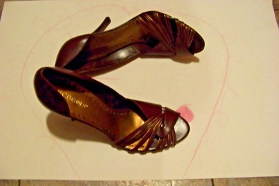 womens bcbgirls brown leather open toe side cut out heels shoes size 8 ...