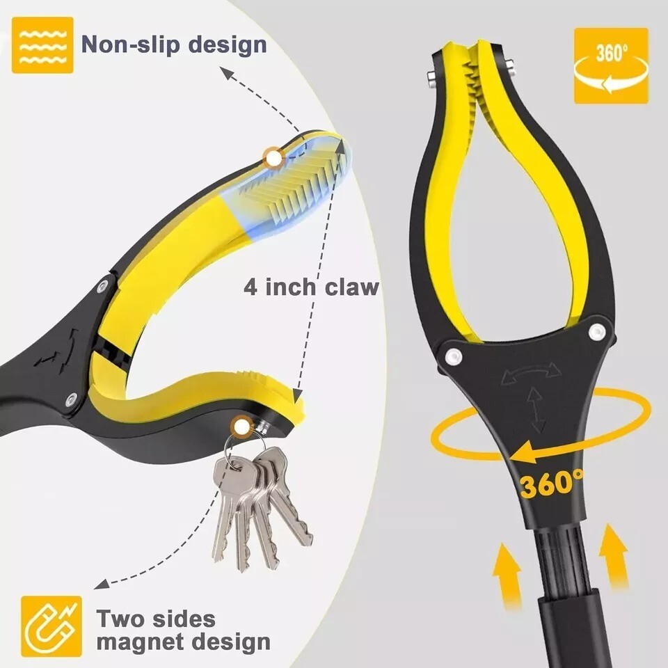 44 Inch Extra Long Grabber Reacher Tool，Foldable Pick up Stick with ...