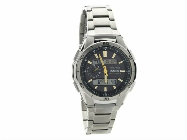 Casio Wave Ceptor Solar 44mm Solid Silver Case Titanium Bracelet - (WVA ...