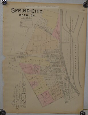 PRICE SLASHED! Vintage 1883 Township Map Spring City Chester County ...