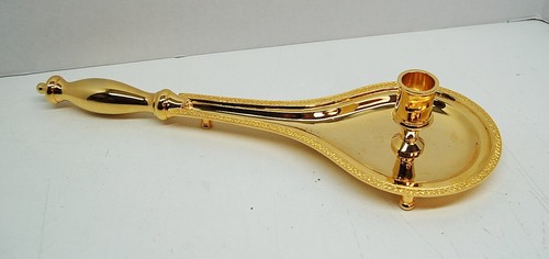 15" GOLD PLATED BISHOP BUGIA / CANDLE HOLDER #501 (CHURCH, CHALICE CO ...