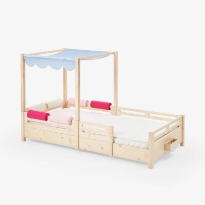 Four Poster Bed Canopy, Blue. Sazy logo. For Children Cots In Width ...