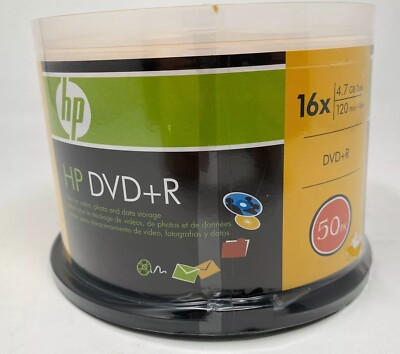 HP DVD+R 4.7GB Up to 16x 120 Min DVD Recordable Media Disc 50 Pack DVDs ...