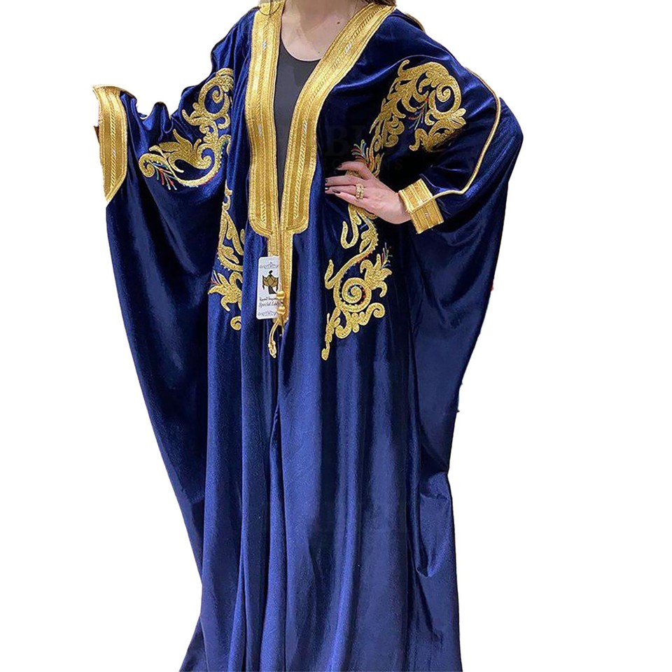 Women's Velvet Long Sleeve Arabian Bisht Cloak Arab Dress Thobe Islam ...