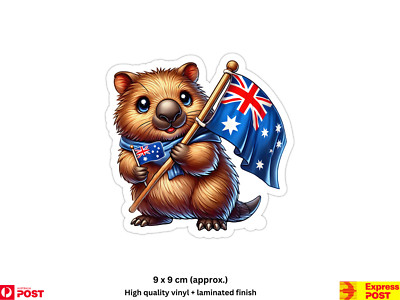 Vinyl sticker decal Wombat with Australian Flag Cute Aussie scrapbook ...