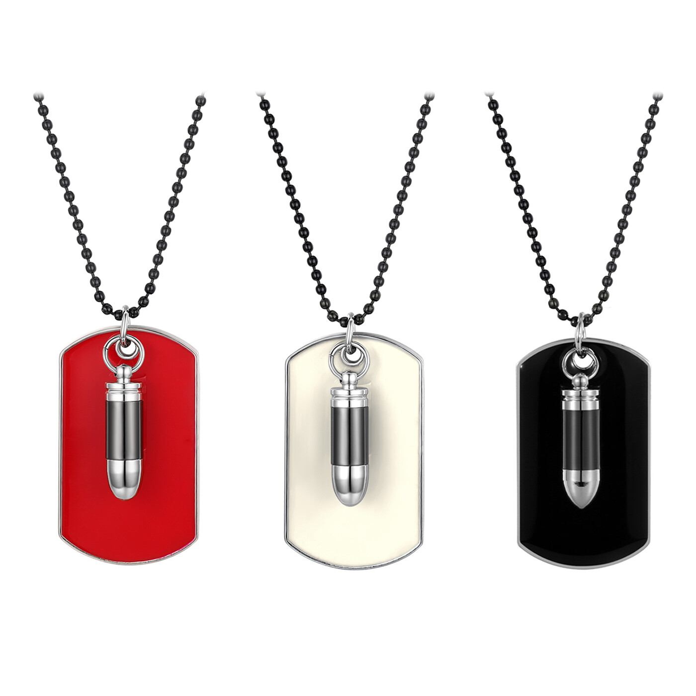 Mens Army Style Bullet Dog Tag Pendant Necklace With 27.5 inches Bead ...