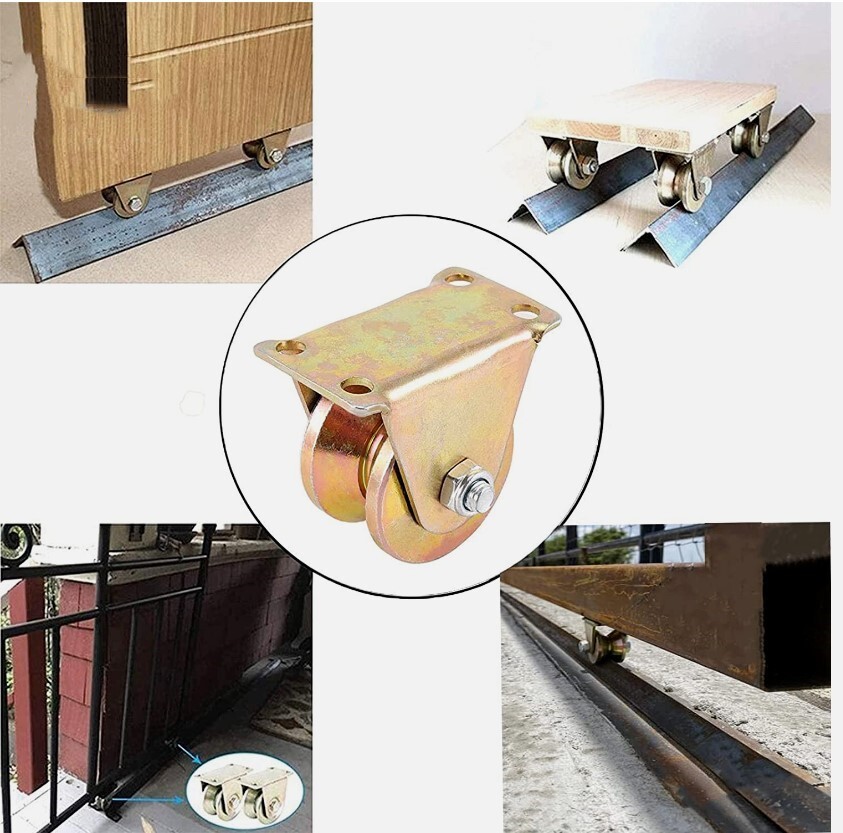 Sliding Gate Caster For V Shape Track 2 inch V-Groove Wheel 4Pcs Steel ...