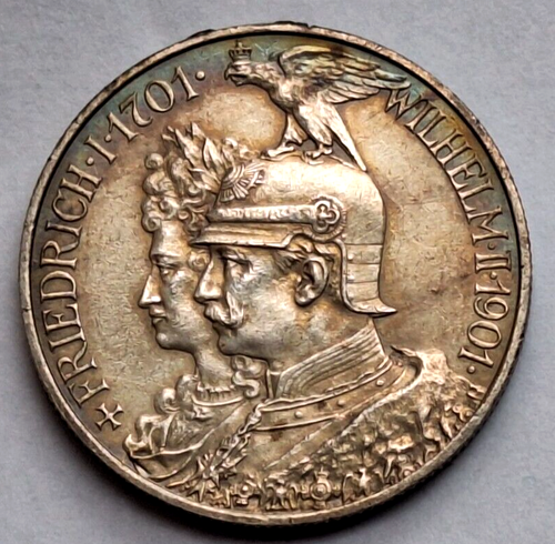 Prussia 1901-A 2 Mark Silver German States Coin KM#525 Wilhelm II UNC ...