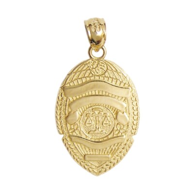 New 14k Yellow Gold Police Badge Pendant | eBay