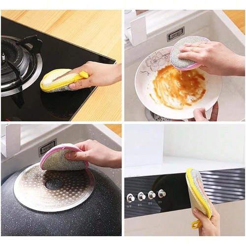 Double-Sided Scouring Pads Dish Pan Washing Sponge Kitchen Cleaning ...