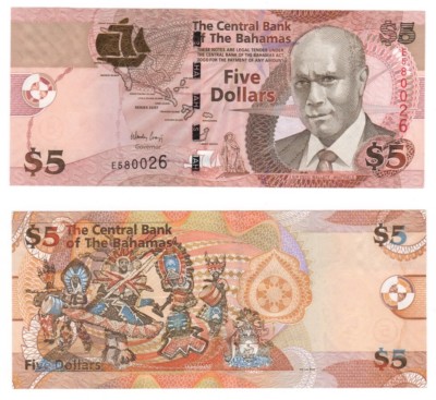BAHAMAS - $5 Dollar Banknote - P.72 - UNC. | eBay