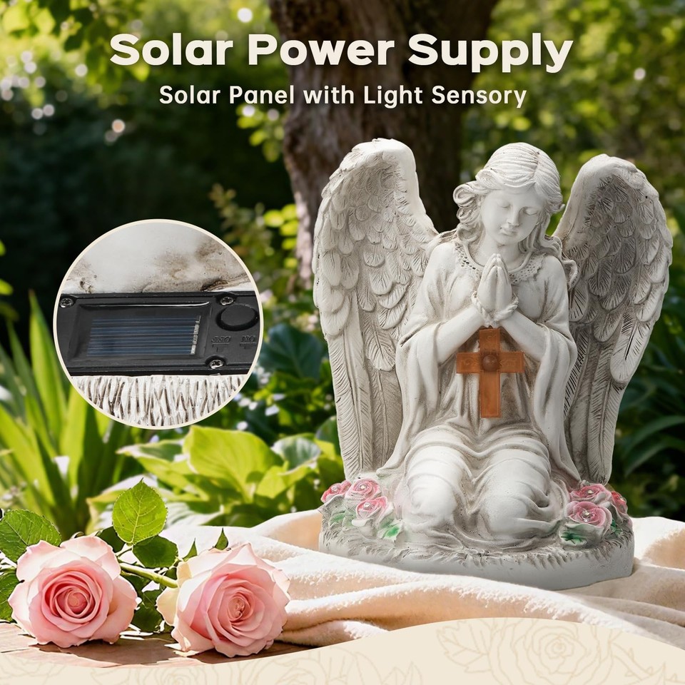 Elegant Solar-Powered Angel Garden Statue for Outdoor and Cemetery ...