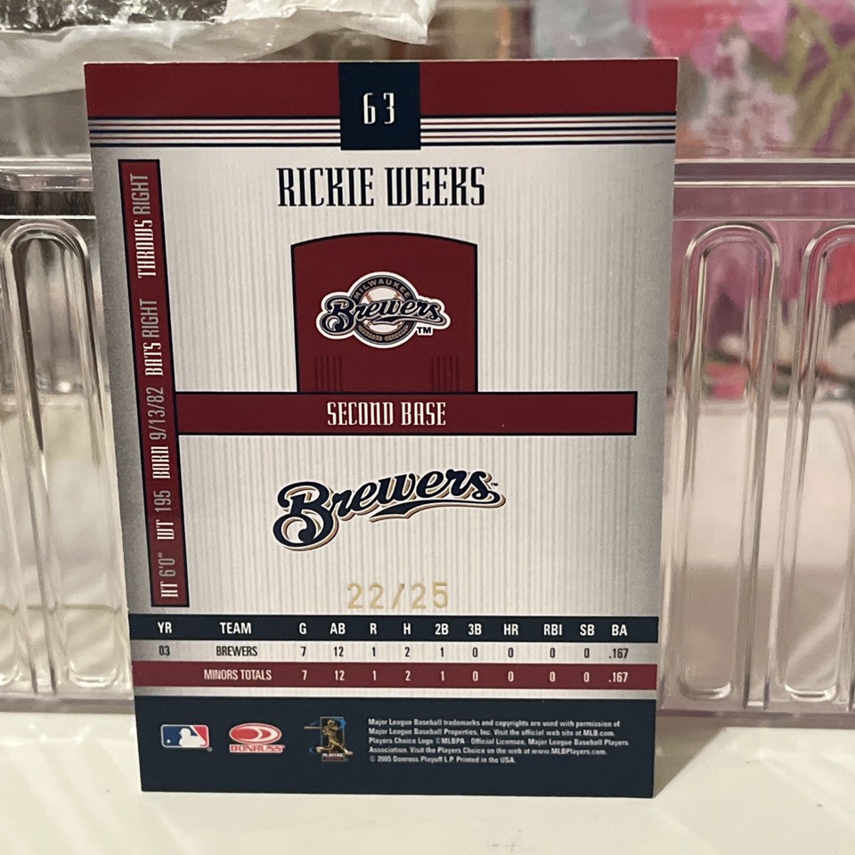 Rickie Weeks 2005 Donruss Signature Rookie Gold SSP #22/25 Brewers | eBay