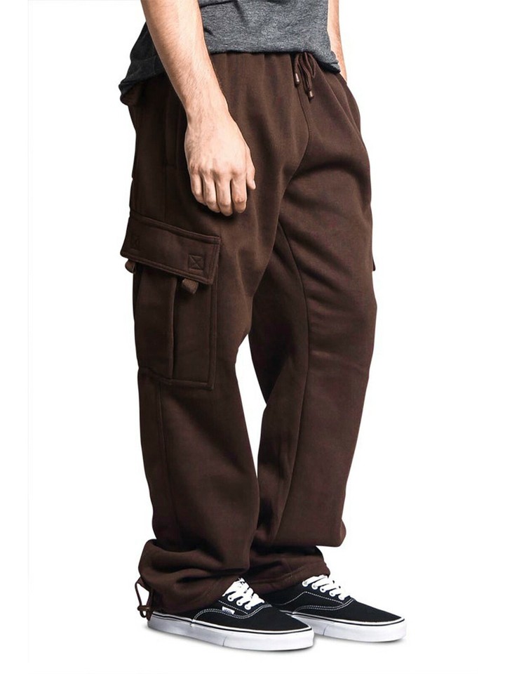 G-Style USA Men's Jogger Heavy Weight Fleece Cargo Pocket Sweat Pants S ...