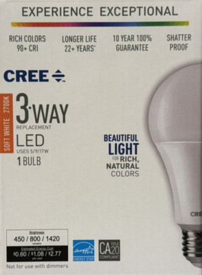 CREE 3-Way A21 LED Light Bulb- 450/800/1420 Lumens - NEW | eBay