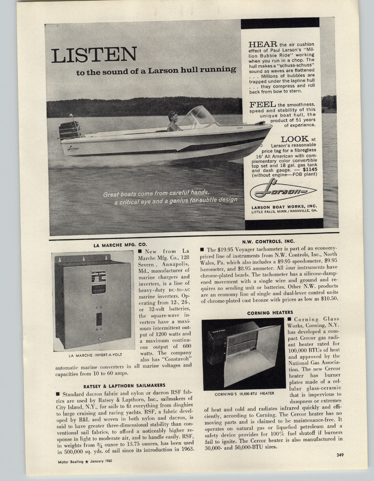 1965 PAPER AD Larson Boat Works Million Bubble Ride 16' Fiberglass | eBay