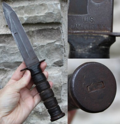 Camillus MK2 Fixed Blade Stacked Leather Handle Fighting Knife Mark 2 ...