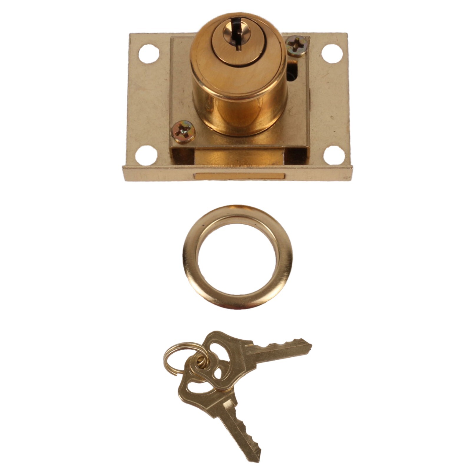 QUALITY BRASS DRAWER LOCK KIT +2 KEYS Cabinet Cupboard Door Office Desk ...