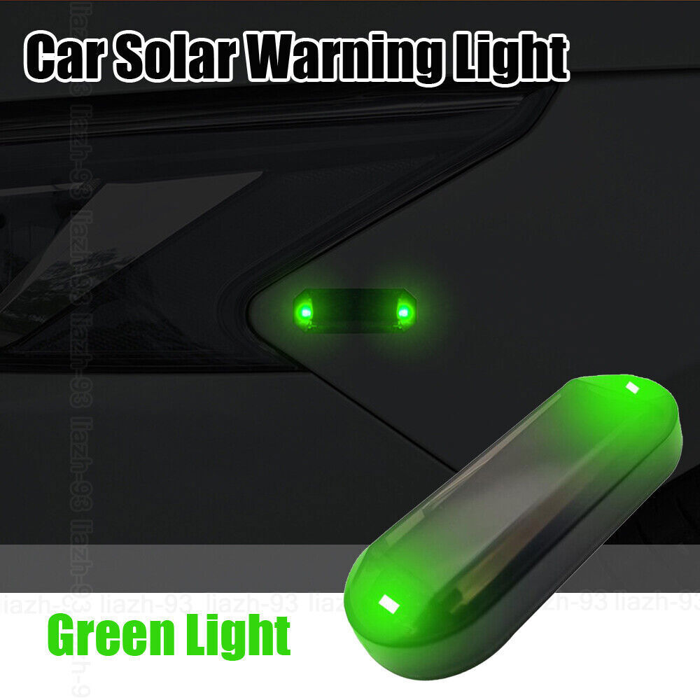 Car Accessories Solar Green LED Flash Light Anti-theft Safety Warning ...