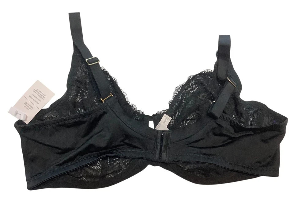 Auden Black Lace Unlined Full Coverage Underwire Bra Adjustable Women ...