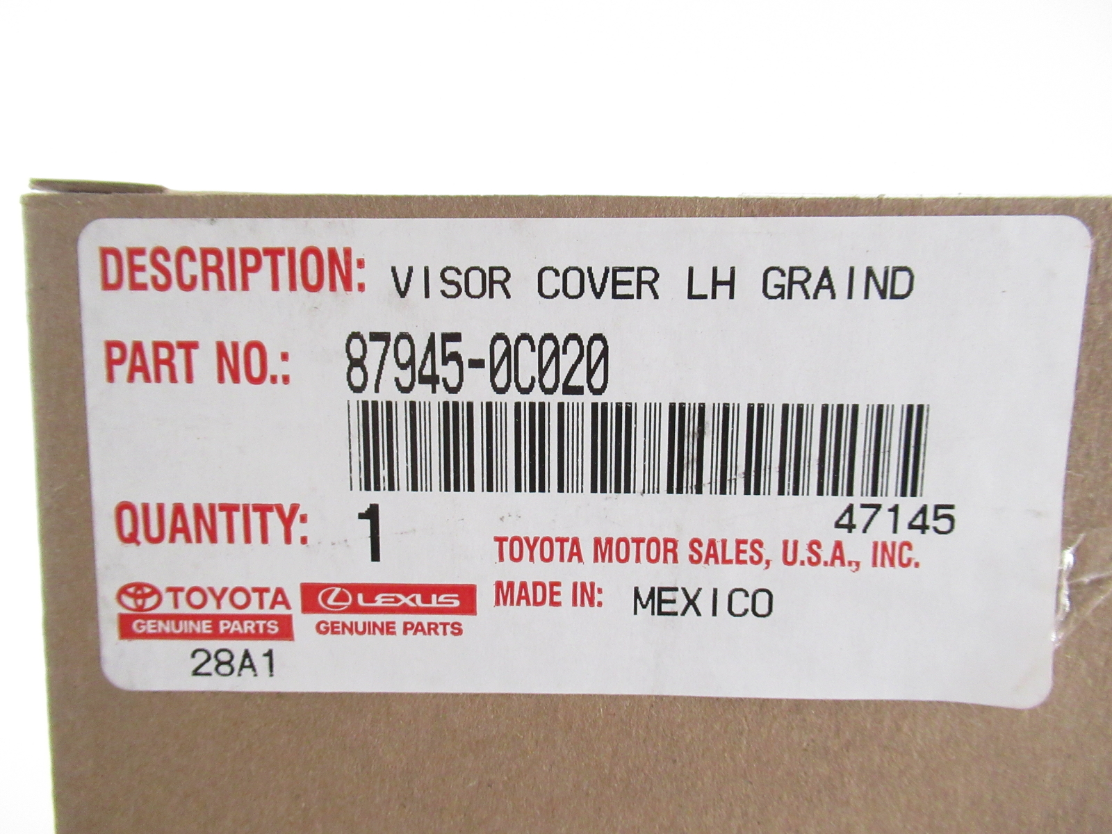 Genuine OEM Toyota 87945-0C020 Driver Side Mirror Cover Matte Black 10 ...