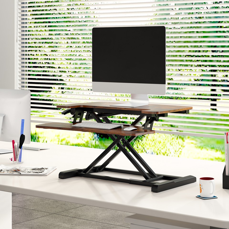 FlexiSpot 35" Standing Desk Riser Keyboard Tray Stand Up Desk Converter ...