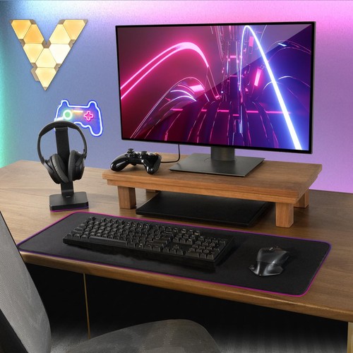 Cherry Wood Monitor Stand Riser for Desk, 24 Inch Desktop Computer ...