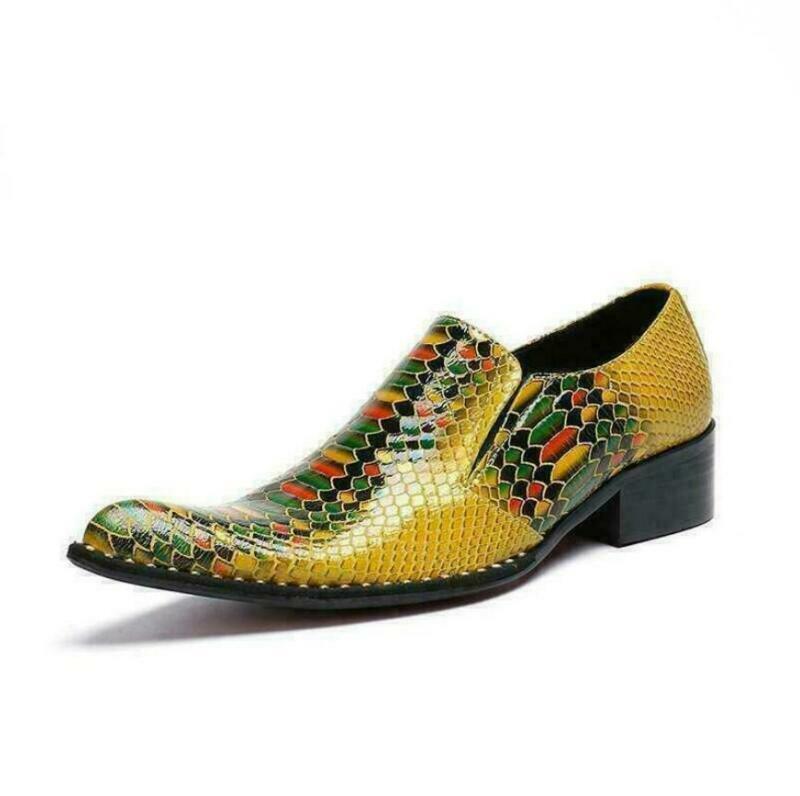 Snakeskin Men's Leather Dress Shoes Loafers Pointy Toe Slip On Britain ...