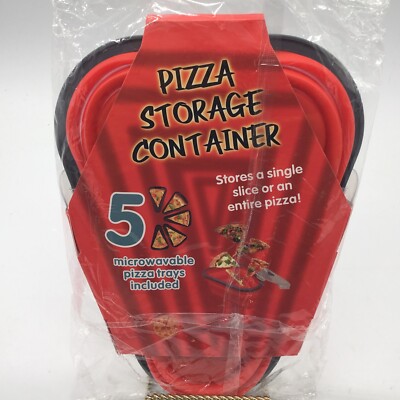 Pro Kitchen Pizza Storage Container with 5 Microwavable Serving Trays ...